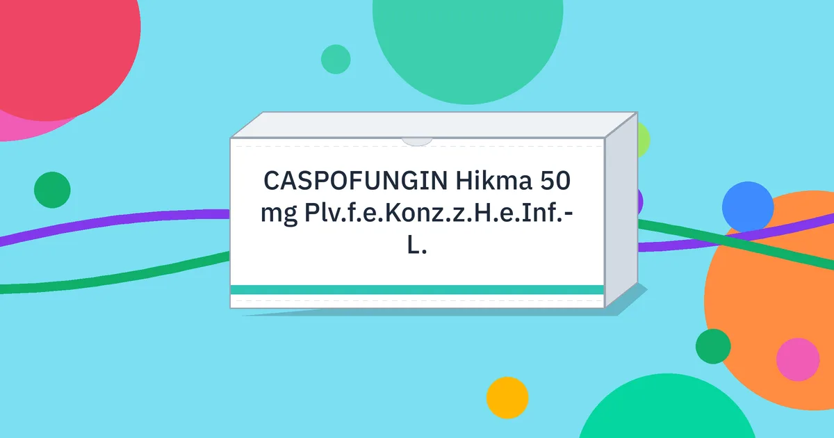 Symbolbild: Packung mit der Aufschrift CASPOFUNGIN Hikma 50 mg Plv.f.e.Konz.z.H.e.Inf.-L. (PZN 12650080) – Verfügbarkeit und Bezug in Apotheken in Frankfurt am Main