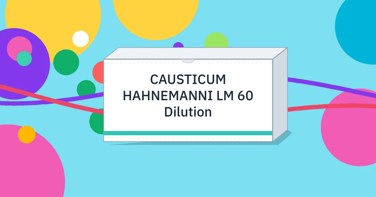 Symbolbild: Packung mit der Aufschrift CAUSTICUM HAHNEMANNI LM 60 Dilution (PZN 12811850) – Verfügbarkeit und Bezug in Apotheken in Frankfurt am Main