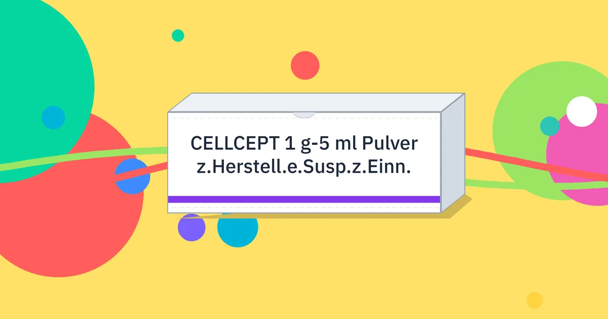 Symbolbild: Packung mit der Aufschrift CELLCEPT 1 g-5 ml Pulver z.Herstell.e.Susp.z.Einn. (PZN 12600248) – Verfügbarkeit und Bezug in Apotheken in Frankfurt am Main