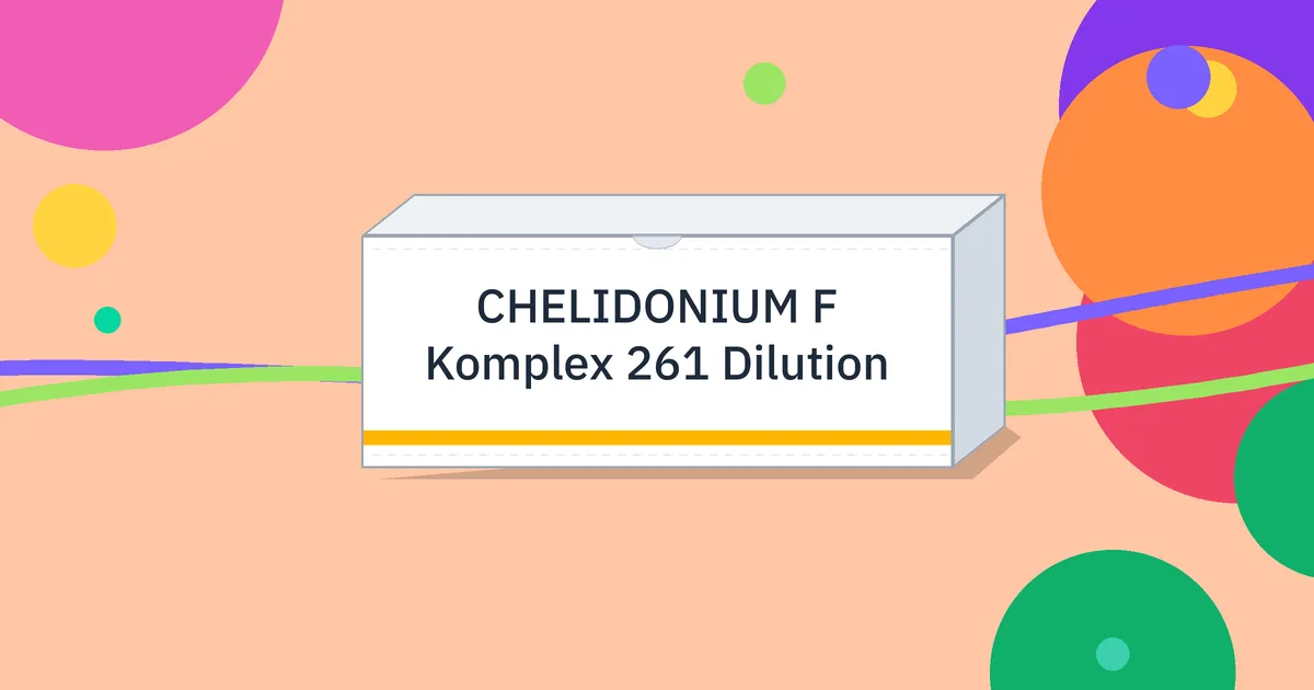 Symbolbild: Packung mit der Aufschrift CHELIDONIUM F Komplex 261 Dilution (PZN 01013140) – Verfügbarkeit und Bezug in Apotheken in Frankfurt am Main