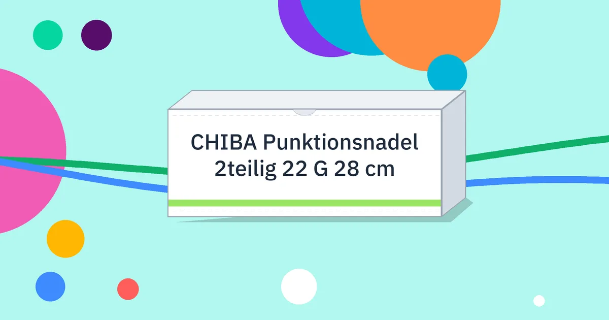 Symbolbild: Packung mit der Aufschrift CHIBA Punktionsnadel 2teilig 22 G 28 cm (PZN 18306320) – Verfügbarkeit und Bezug in Apotheken in Frankfurt am Main