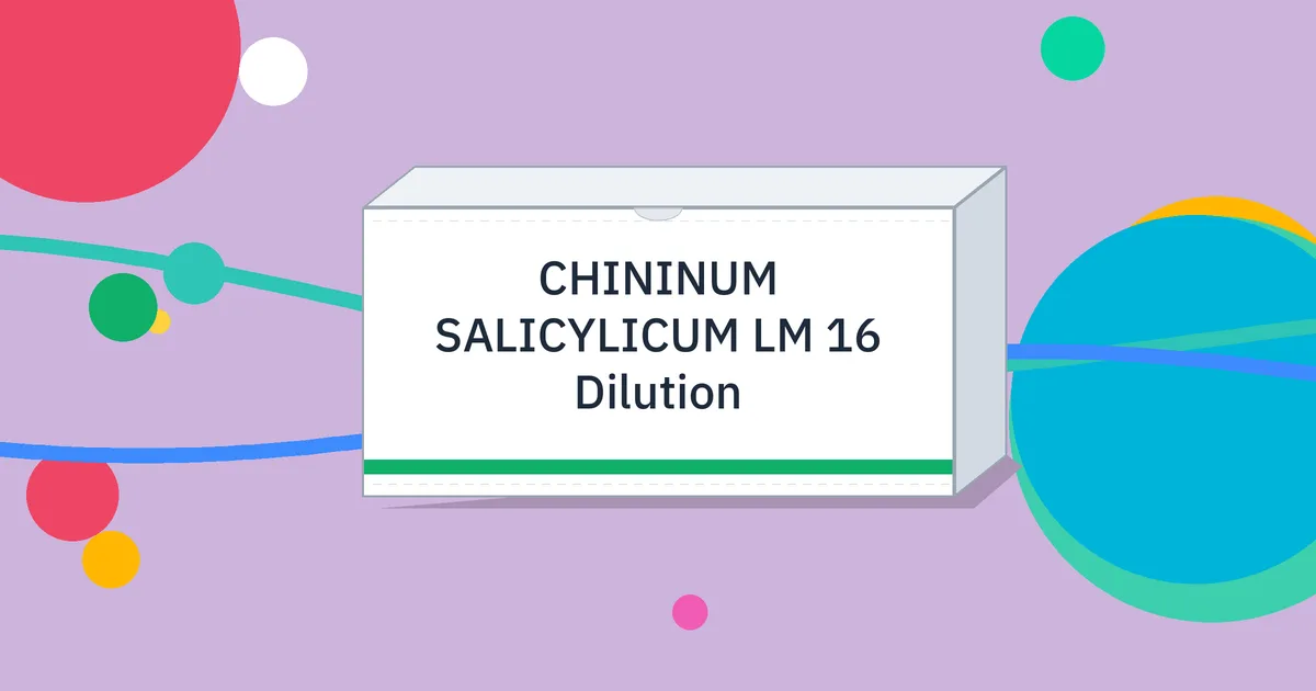 Symbolbild: Packung mit der Aufschrift CHININUM SALICYLICUM LM 16 Dilution (PZN 12815658) – Verfügbarkeit und Bezug in Apotheken in Frankfurt am Main