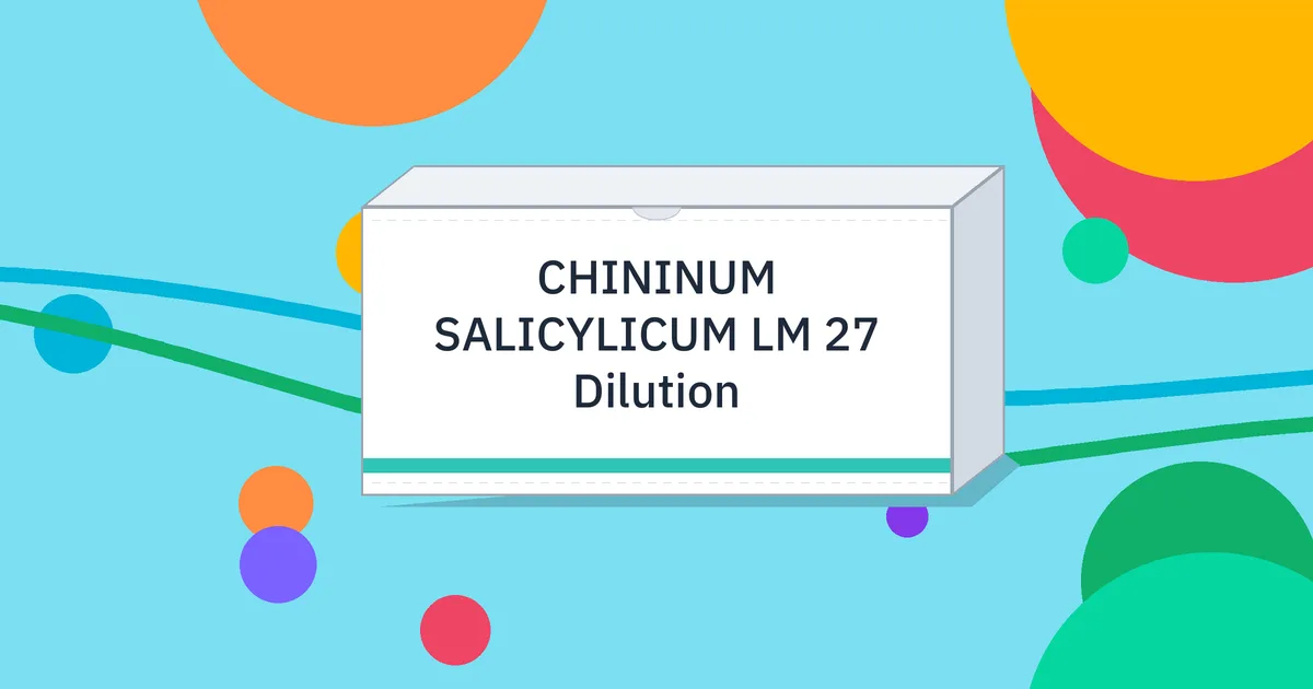 Symbolbild: Packung mit der Aufschrift CHININUM SALICYLICUM LM 27 Dilution (PZN 12815782) – Verfügbarkeit und Bezug in Apotheken in Frankfurt am Main