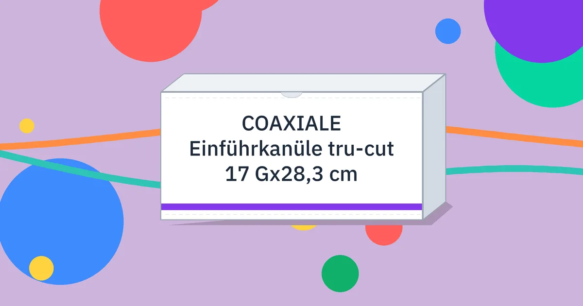 Symbolbild: Packung mit der Aufschrift COAXIALE Einführkanüle tru-cut 17 Gx28,3 cm (PZN 16087701) – Verfügbarkeit und Bezug in Apotheken in Frankfurt am Main