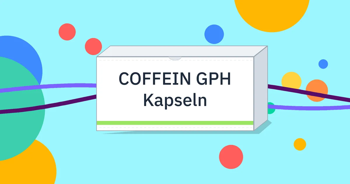 Symbolbild: Packung mit der Aufschrift COFFEIN GPH Kapseln (PZN 06447713) – Verfügbarkeit und Bezug in Apotheken in Frankfurt am Main