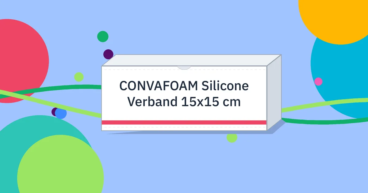 Symbolbild: Packung mit der Aufschrift CONVAFOAM Silicone Verband 15x15 cm (PZN 19768293) – Verfügbarkeit und Bezug in Apotheken in Frankfurt am Main