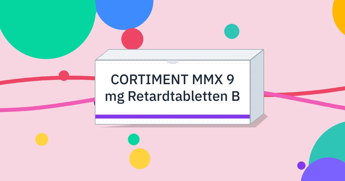 Symbolbild: Packung mit der Aufschrift CORTIMENT MMX 9 mg Retardtabletten B (PZN 13474900) – Verfügbarkeit und Bezug in Apotheken in Frankfurt am Main