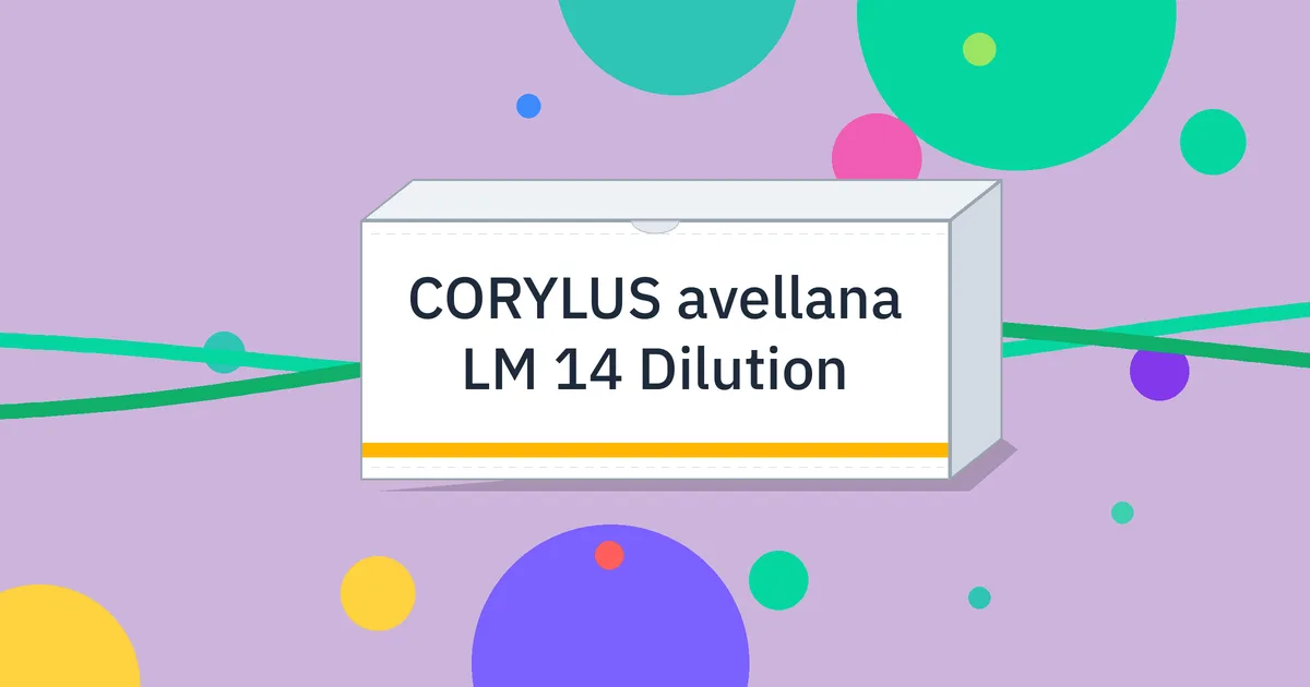 Symbolbild: Packung mit der Aufschrift CORYLUS avellana LM 14 Dilution (PZN 13454464) – Verfügbarkeit und Bezug in Apotheken in Frankfurt am Main