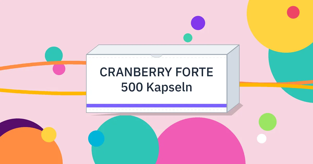 Symbolbild: Packung mit der Aufschrift CRANBERRY FORTE 500 Kapseln (PZN 14214006) – Verfügbarkeit und Bezug in Apotheken in Frankfurt am Main
