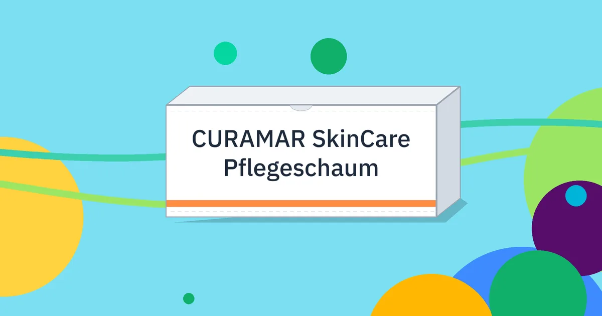 Symbolbild: Packung mit der Aufschrift CURAMAR SkinCare Pflegeschaum (PZN 08805602) – Verfügbarkeit und Bezug in Apotheken in Frankfurt am Main