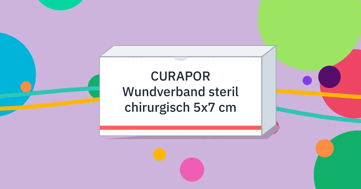 Symbolbild: Packung mit der Aufschrift CURAPOR Wundverband steril chirurgisch 5x7 cm (PZN 18807329) – Verfügbarkeit und Bezug in Apotheken in Frankfurt am Main