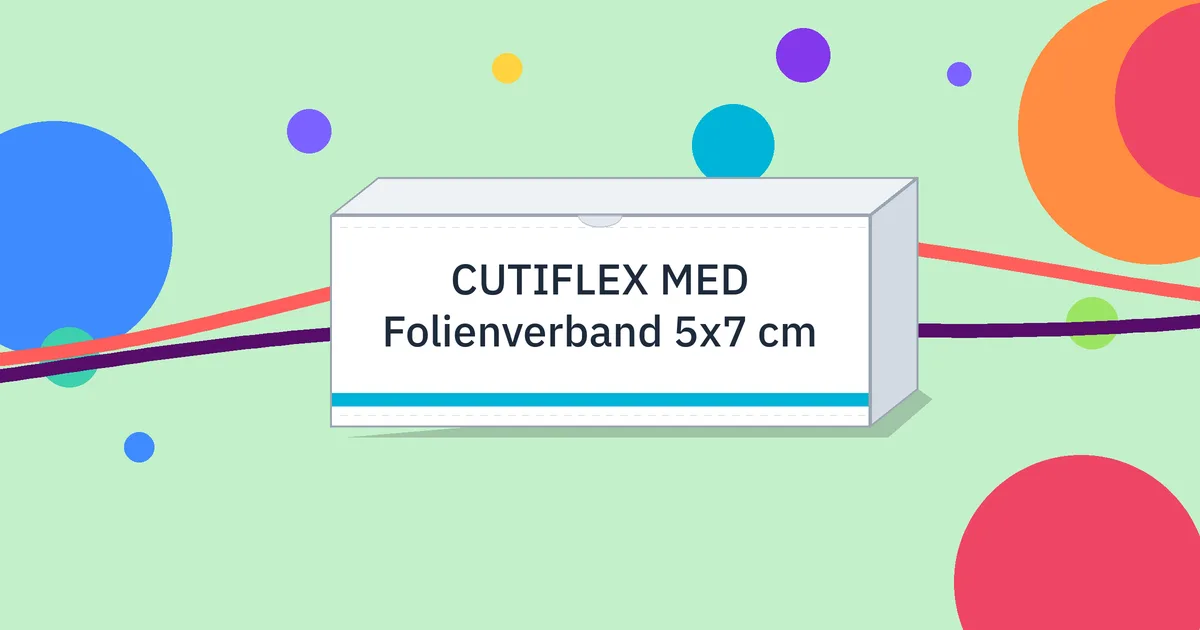 Symbolbild: Packung mit der Aufschrift CUTIFLEX MED Folienverband 5x7 cm (PZN 17591873) – Verfügbarkeit und Bezug in Apotheken in Frankfurt am Main