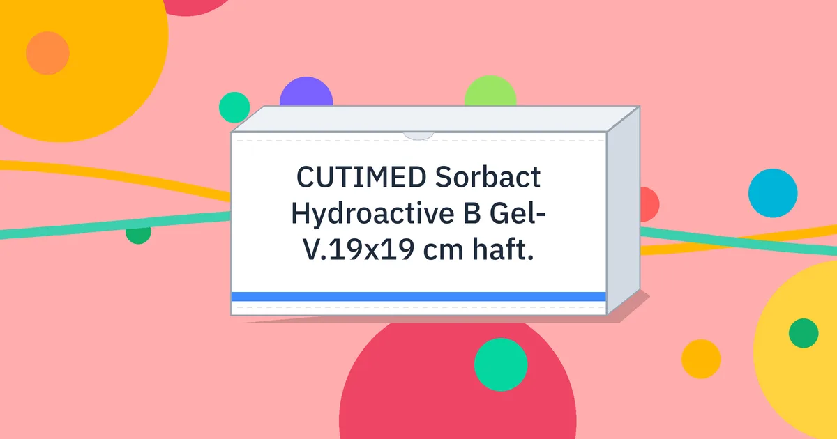 Symbolbild: Packung mit der Aufschrift CUTIMED Sorbact Hydroactive B Gel-V.19x19 cm haft. (PZN 15590852) – Verfügbarkeit und Bezug in Apotheken in Frankfurt am Main