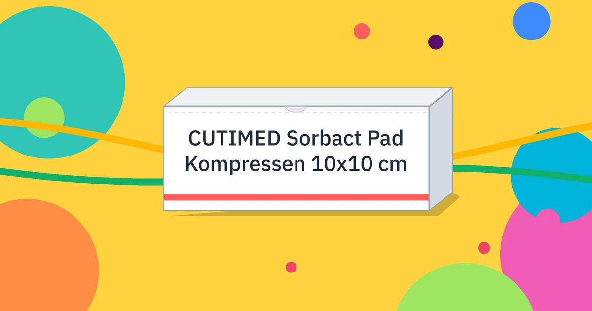 Symbolbild: Packung mit der Aufschrift CUTIMED Sorbact Pad Kompressen 10x10 cm (PZN 20846319) – Verfügbarkeit und Bezug in Apotheken in Frankfurt am Main