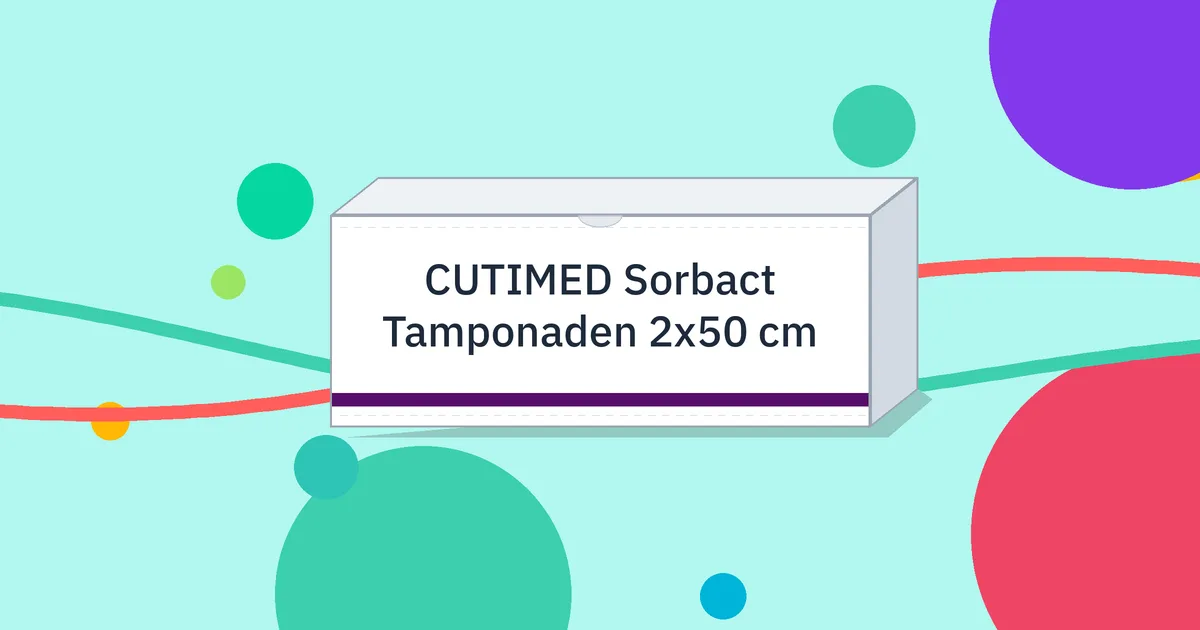 Symbolbild: Packung mit der Aufschrift CUTIMED Sorbact Tamponaden 2x50 cm (PZN 19774224) – Verfügbarkeit und Bezug in Apotheken in Frankfurt am Main