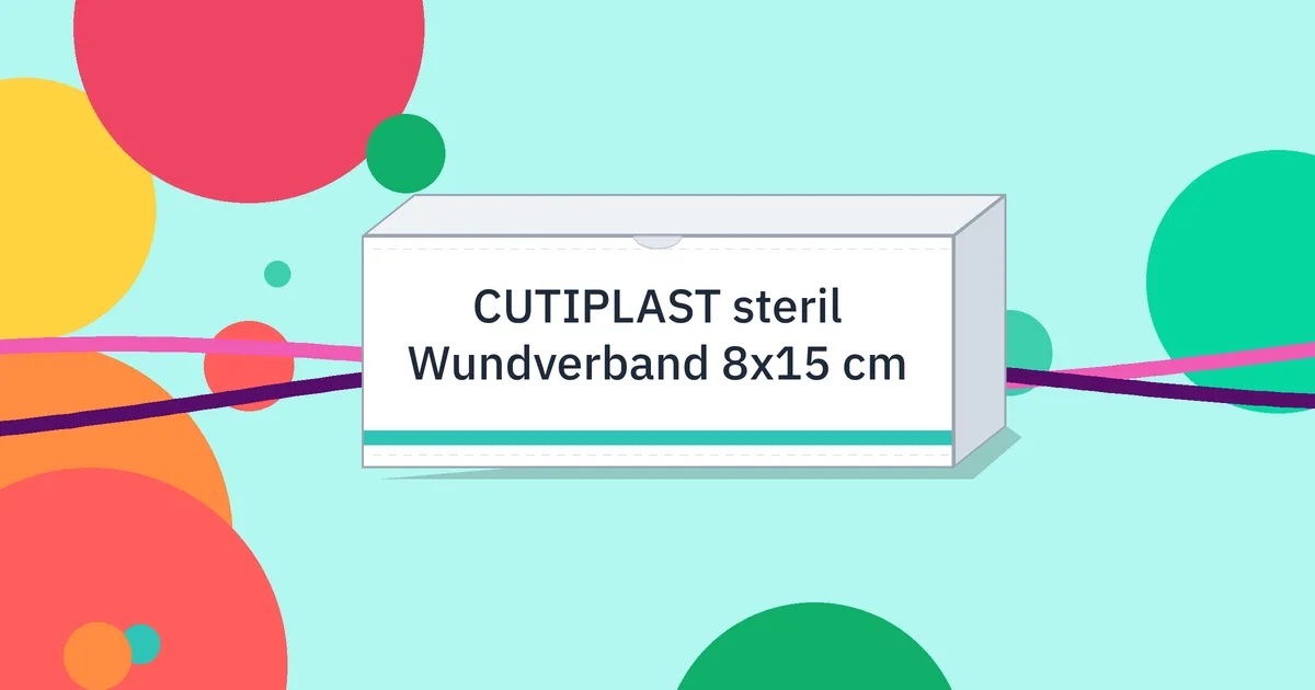 Symbolbild: Packung mit der Aufschrift CUTIPLAST steril Wundverband 8x15 cm (PZN 01131678) – Verfügbarkeit und Bezug in Apotheken in Frankfurt am Main