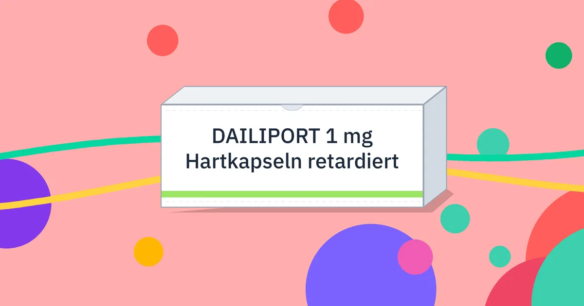 Symbolbild: Packung mit der Aufschrift DAILIPORT 1 mg Hartkapseln retardiert (PZN 18061166) – Verfügbarkeit und Bezug in Apotheken in Frankfurt am Main