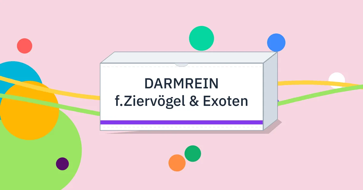 Symbolbild: Packung mit der Aufschrift DARMREIN f.Ziervögel & Exoten (PZN 09332005) – Verfügbarkeit und Bezug in Apotheken in Frankfurt am Main
