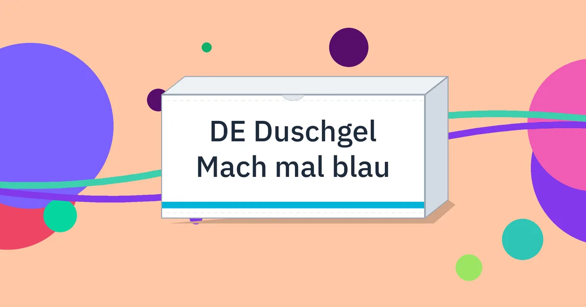 Symbolbild: Packung mit der Aufschrift DE Duschgel Mach mal blau (PZN 12386252) – Verfügbarkeit und Bezug in Apotheken in Frankfurt am Main