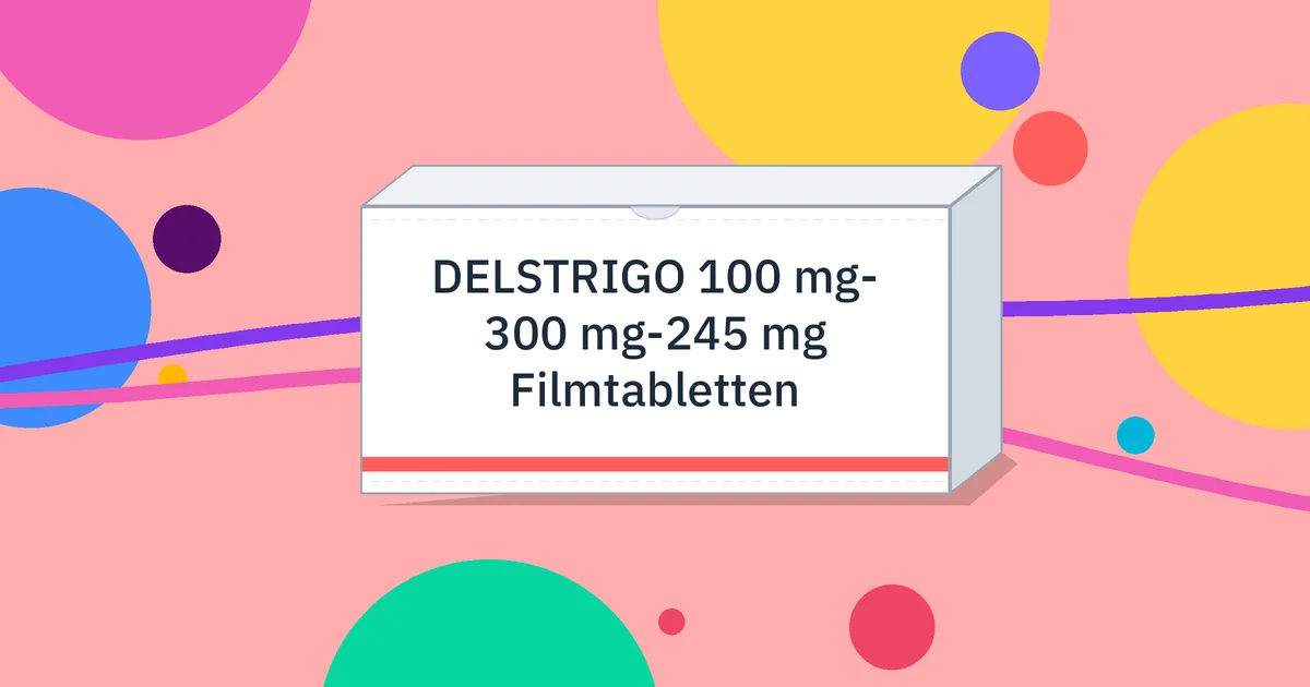 Symbolbild: Packung mit der Aufschrift DELSTRIGO 100 mg-300 mg-245 mg Filmtabletten (PZN 16616909) – Verfügbarkeit und Bezug in Apotheken in Frankfurt am Main