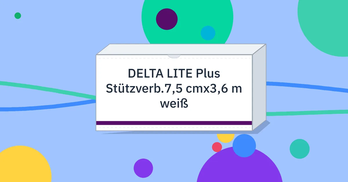 Symbolbild: Packung mit der Aufschrift DELTA LITE Plus Stützverb.7,5 cmx3,6 m weiß (PZN 00265945) – Verfügbarkeit und Bezug in Apotheken in Frankfurt am Main