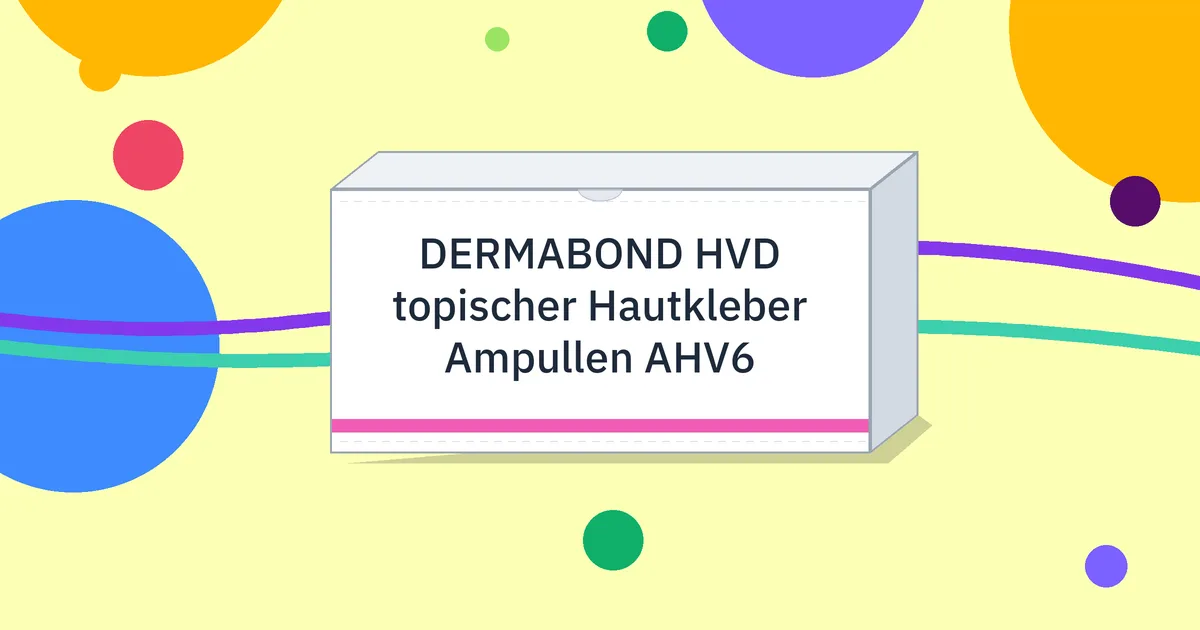 Symbolbild: Packung mit der Aufschrift DERMABOND HVD topischer Hautkleber Ampullen AHV6 (PZN 20173323) – Verfügbarkeit und Bezug in Apotheken in Frankfurt am Main
