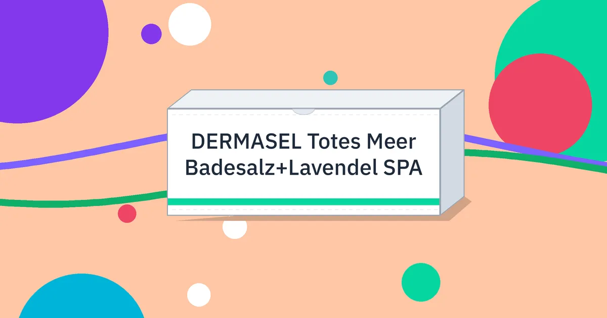Symbolbild: Packung mit der Aufschrift DERMASEL Totes Meer Badesalz+Lavendel SPA (PZN 07389811) – Verfügbarkeit und Bezug in Apotheken in Frankfurt am Main