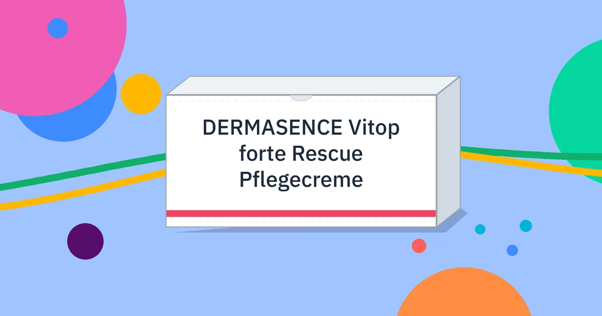 Symbolbild: Packung mit der Aufschrift DERMASENCE Vitop forte Rescue Pflegecreme (PZN 16913091) – Verfügbarkeit und Bezug in Apotheken in Frankfurt am Main