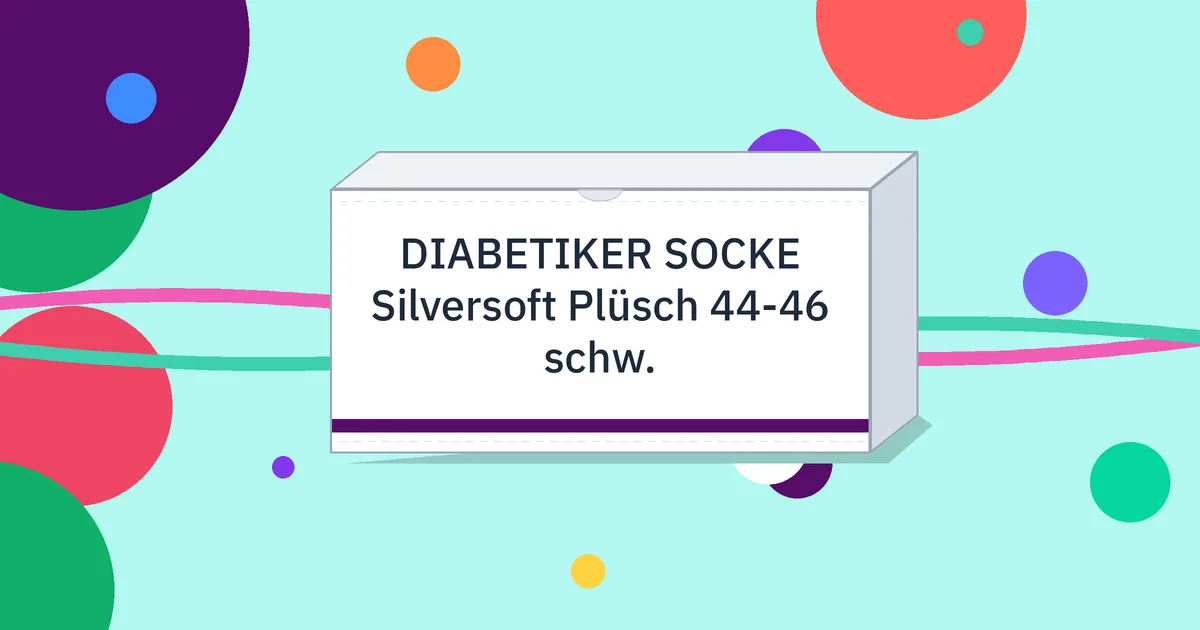 Symbolbild: Packung mit der Aufschrift DIABETIKER SOCKE Silversoft Plüsch 44-46 schw. (PZN 01918585) – Verfügbarkeit und Bezug in Apotheken in Frankfurt am Main