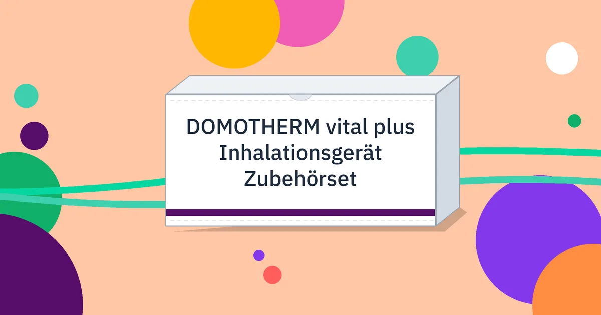 Symbolbild: Packung mit der Aufschrift DOMOTHERM vital plus Inhalationsgerät Zubehörset (PZN 12399450) – Verfügbarkeit und Bezug in Apotheken in Frankfurt am Main