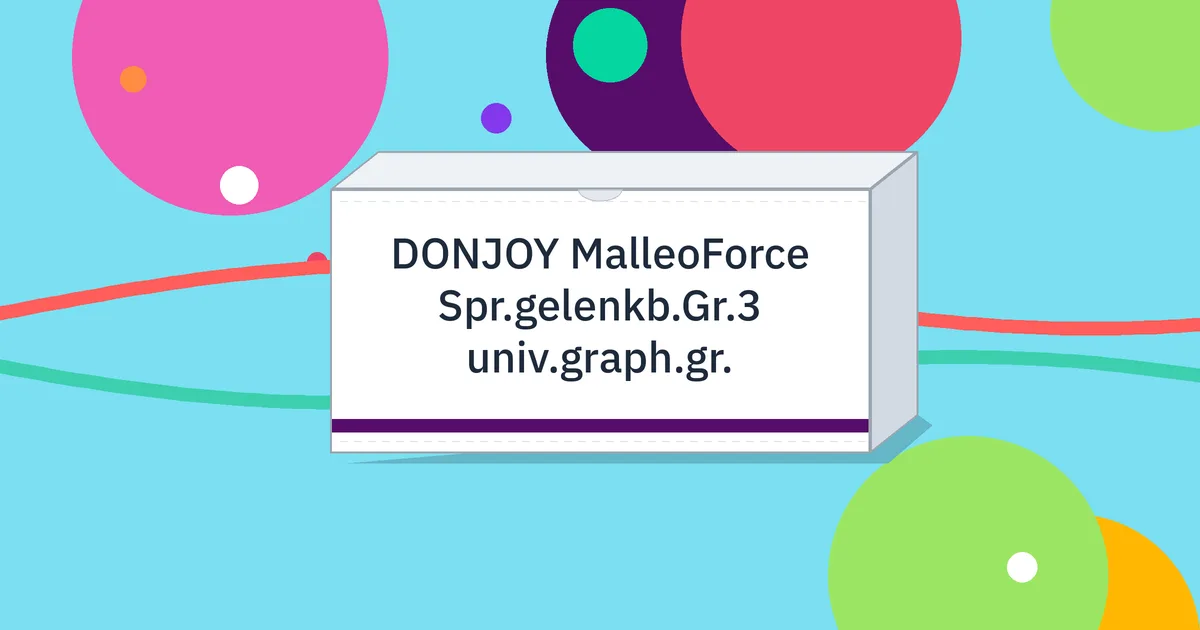 Symbolbild: Packung mit der Aufschrift DONJOY MalleoForce Spr.gelenkb.Gr.3 univ.graph.gr. (PZN 18668632) – Verfügbarkeit und Bezug in Apotheken in Frankfurt am Main