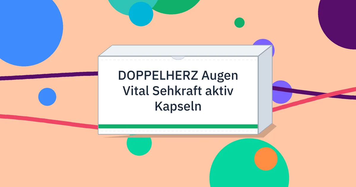 Symbolbild: Packung mit der Aufschrift DOPPELHERZ Augen Vital Sehkraft aktiv Kapseln (PZN 16664771) – Verfügbarkeit und Bezug in Apotheken in Frankfurt am Main