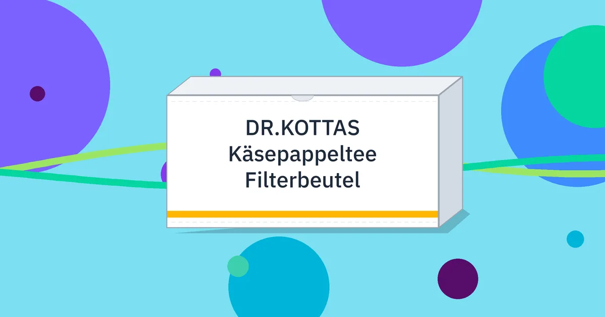 Symbolbild: Packung mit der Aufschrift DR.KOTTAS Käsepappeltee Filterbeutel (PZN 08790562) – Verfügbarkeit und Bezug in Apotheken in Frankfurt am Main
