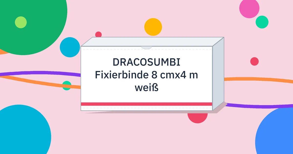 Symbolbild: Packung mit der Aufschrift DRACOSUMBI Fixierbinde 8 cmx4 m weiß (PZN 01980791) – Verfügbarkeit und Bezug in Apotheken in Frankfurt am Main