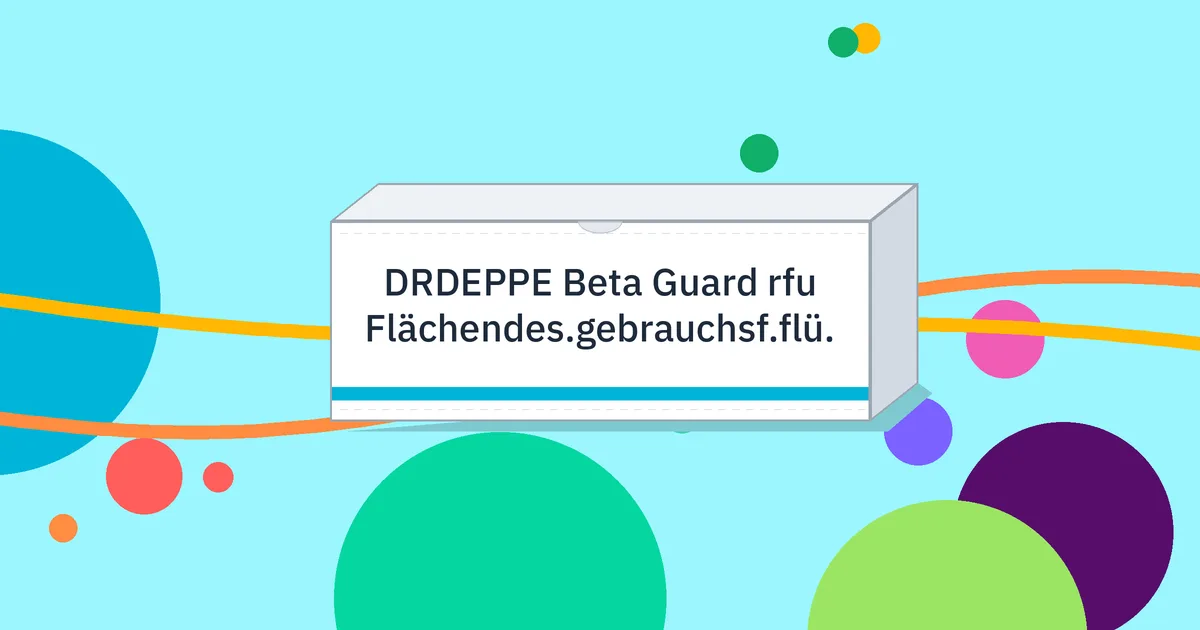 Symbolbild: Packung mit der Aufschrift DRDEPPE Beta Guard rfu Flächendes.gebrauchsf.flü. (PZN 18882733) – Verfügbarkeit und Bezug in Apotheken in Frankfurt am Main