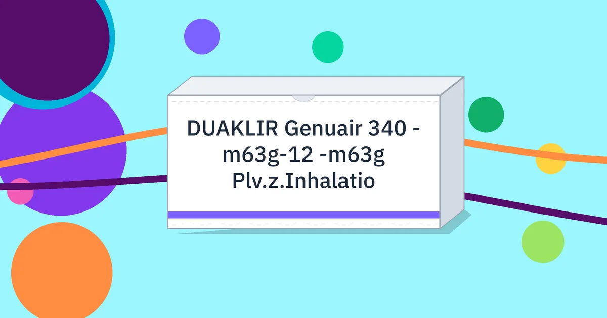 Symbolbild: Packung mit der Aufschrift DUAKLIR Genuair 340 -m63g-12 -m63g Plv.z.Inhalatio (PZN 12554407) – Verfügbarkeit und Bezug in Apotheken in Frankfurt am Main