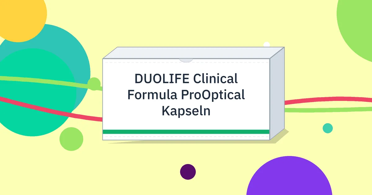 Symbolbild: Packung mit der Aufschrift DUOLIFE Clinical Formula ProOptical Kapseln (PZN 16613526) – Verfügbarkeit und Bezug in Apotheken in Frankfurt am Main