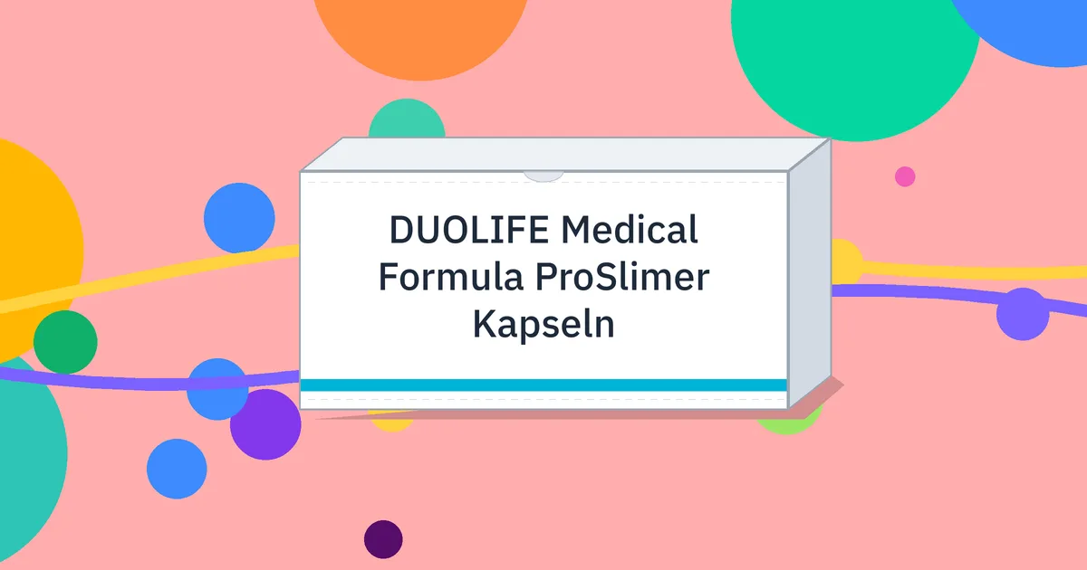 Symbolbild: Packung mit der Aufschrift DUOLIFE Medical Formula ProSlimer Kapseln (PZN 16613590) – Verfügbarkeit und Bezug in Apotheken in Frankfurt am Main