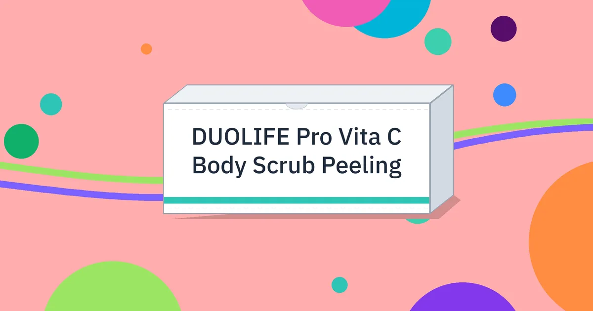 Symbolbild: Packung mit der Aufschrift DUOLIFE Pro Vita C Body Scrub Peeling (PZN 19134080) – Verfügbarkeit und Bezug in Apotheken in Frankfurt am Main