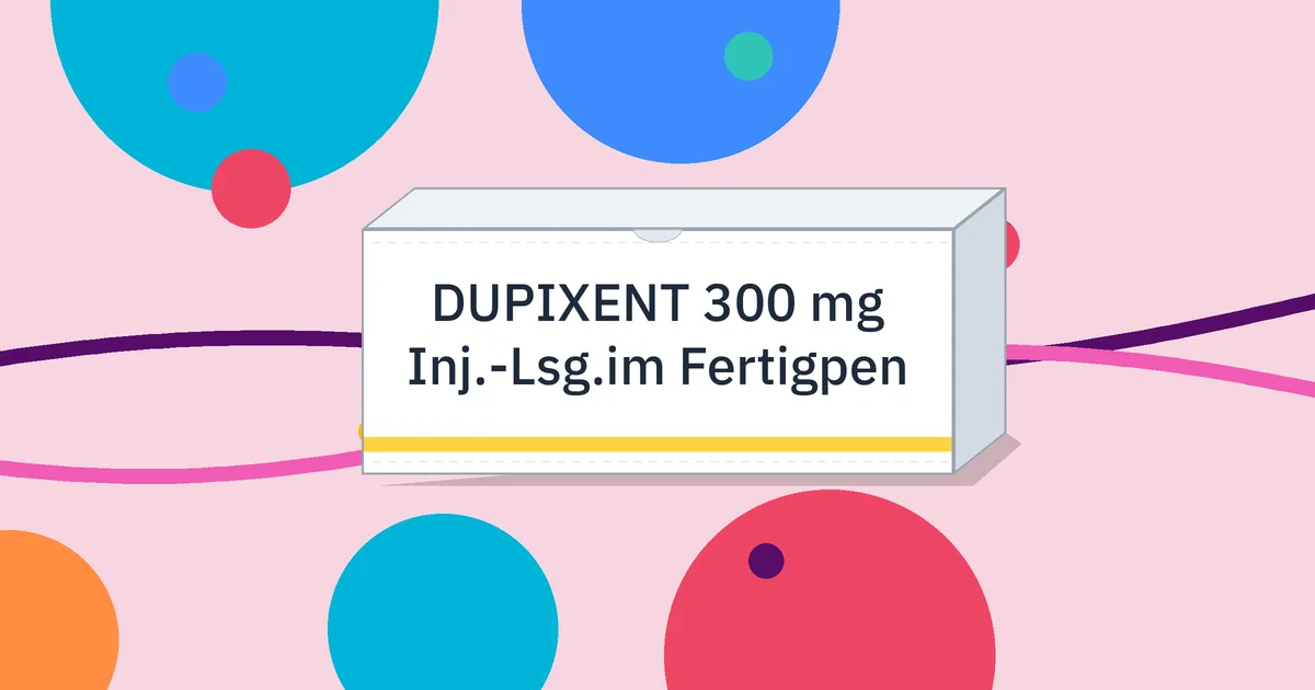 Symbolbild: Packung mit der Aufschrift DUPIXENT 300 mg Inj.-Lsg.im Fertigpen (PZN 19889200) – Verfügbarkeit und Bezug in Apotheken in Frankfurt am Main