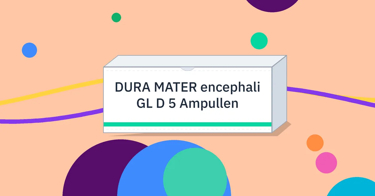 Symbolbild: Packung mit der Aufschrift DURA MATER encephali GL D 5 Ampullen (PZN 02920236) – Verfügbarkeit und Bezug in Apotheken in Frankfurt am Main