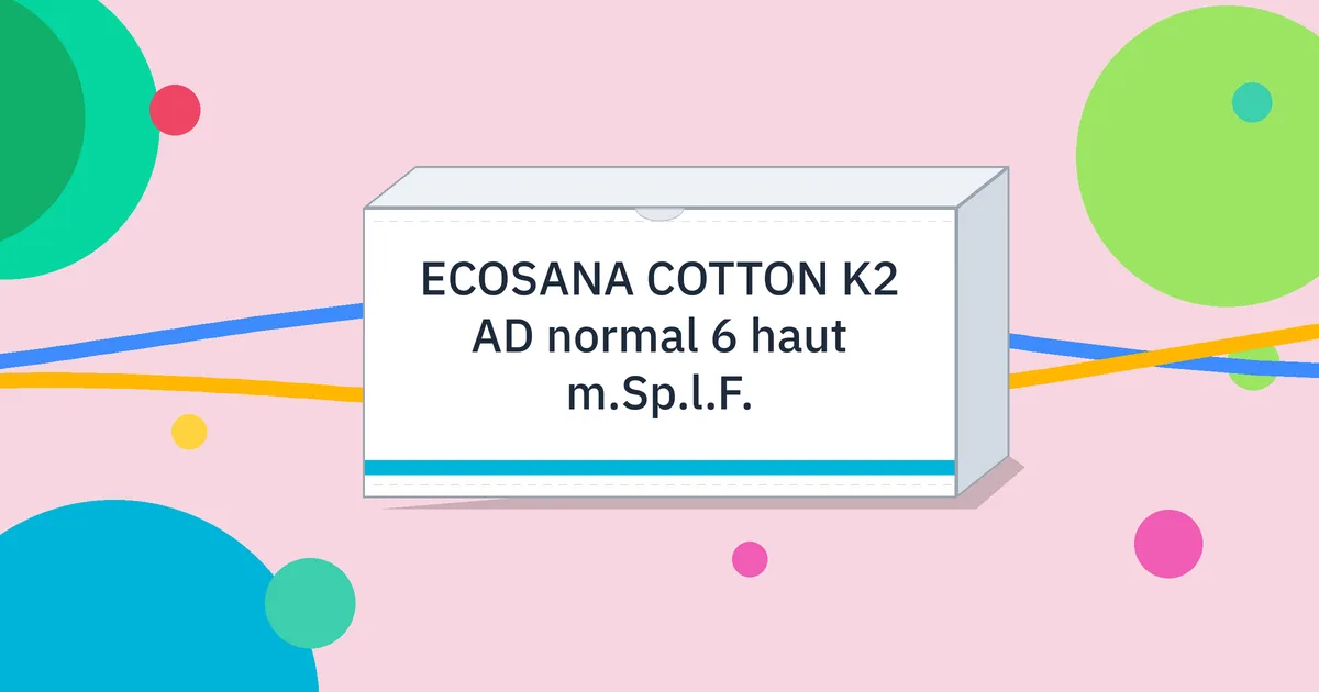 Symbolbild: Packung mit der Aufschrift ECOSANA COTTON K2 AD normal 6 haut m.Sp.l.F. (PZN 16948362) – Verfügbarkeit und Bezug in Apotheken in Frankfurt am Main