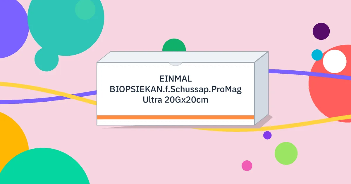 Symbolbild: Packung mit der Aufschrift EINMAL BIOPSIEKAN.f.Schussap.ProMag Ultra 20Gx20cm (PZN 00282814) – Verfügbarkeit und Bezug in Apotheken in Frankfurt am Main