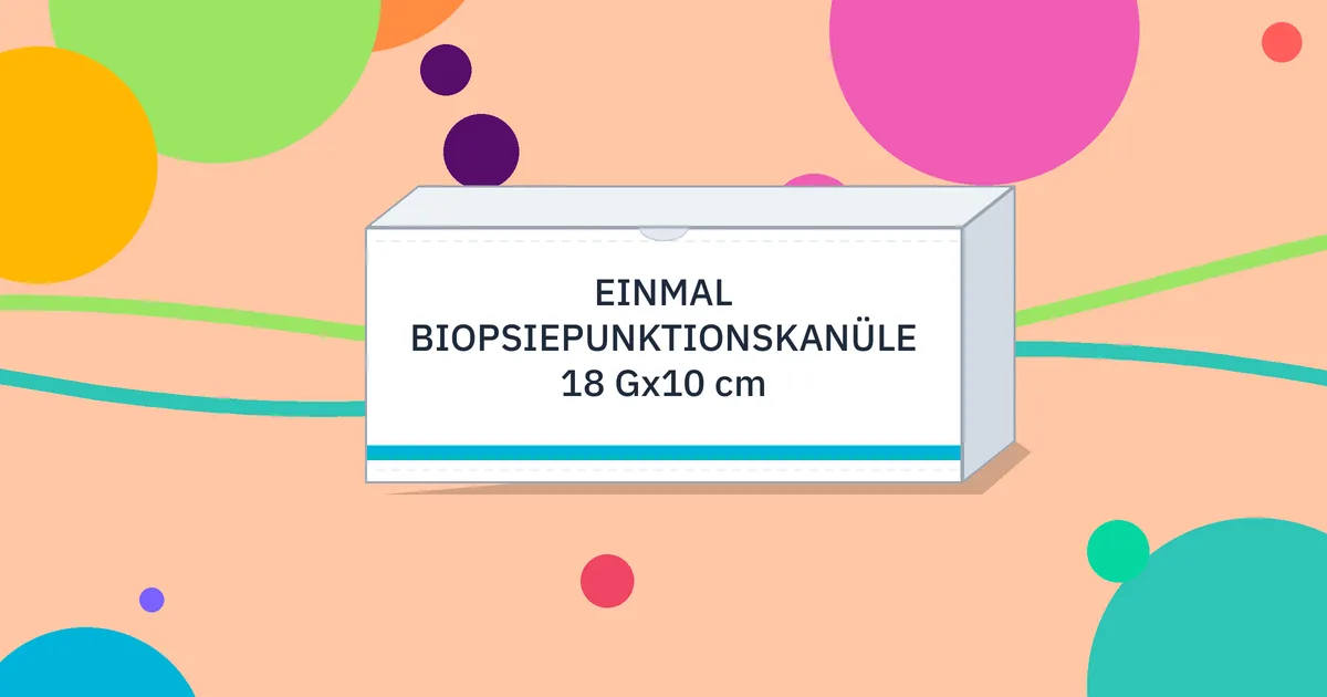 Symbolbild: Packung mit der Aufschrift EINMAL BIOPSIEPUNKTIONSKANÜLE 18 Gx10 cm (PZN 10558080) – Verfügbarkeit und Bezug in Apotheken in Frankfurt am Main