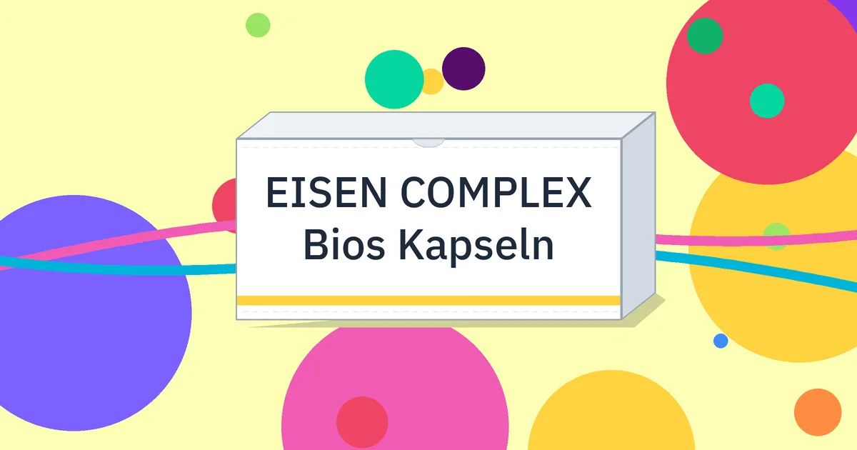 Symbolbild: Packung mit der Aufschrift EISEN COMPLEX Bios Kapseln (PZN 16935106) – Verfügbarkeit und Bezug in Apotheken in Frankfurt am Main