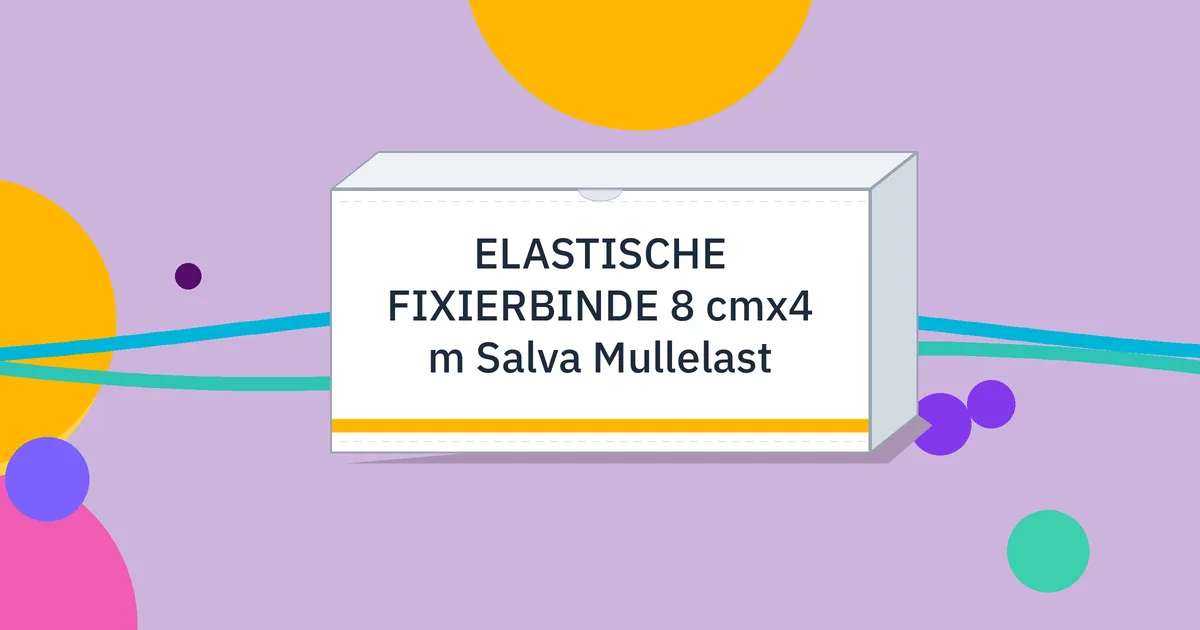 Symbolbild: Packung mit der Aufschrift ELASTISCHE FIXIERBINDE 8 cmx4 m Salva Mullelast (PZN 17152122) – Verfügbarkeit und Bezug in Apotheken in Frankfurt am Main