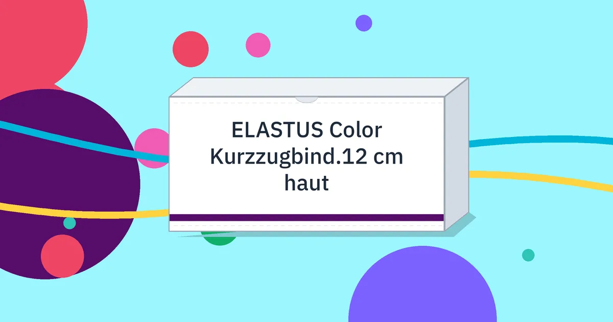 Symbolbild: Packung mit der Aufschrift ELASTUS Color Kurzzugbind.12 cm haut (PZN 02574604) – Verfügbarkeit und Bezug in Apotheken in Frankfurt am Main