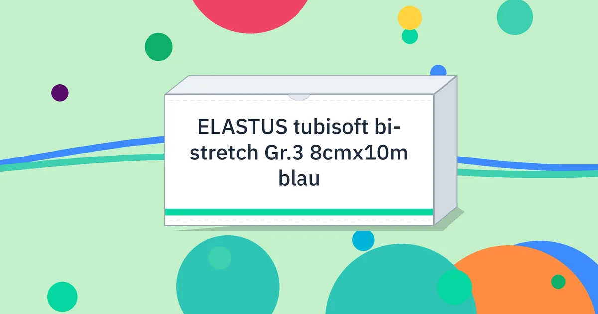 Symbolbild: Packung mit der Aufschrift ELASTUS tubisoft bi-stretch Gr.3 8cmx10m blau (PZN 16731591) – Verfügbarkeit und Bezug in Apotheken in Frankfurt am Main