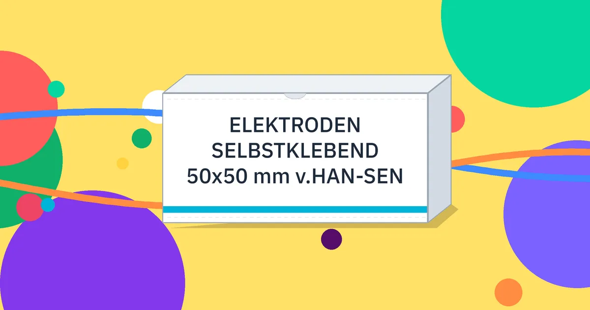 Symbolbild: Packung mit der Aufschrift ELEKTRODEN SELBSTKLEBEND 50x50 mm v.HAN-SEN (PZN 02328070) – Verfügbarkeit und Bezug in Apotheken in Frankfurt am Main