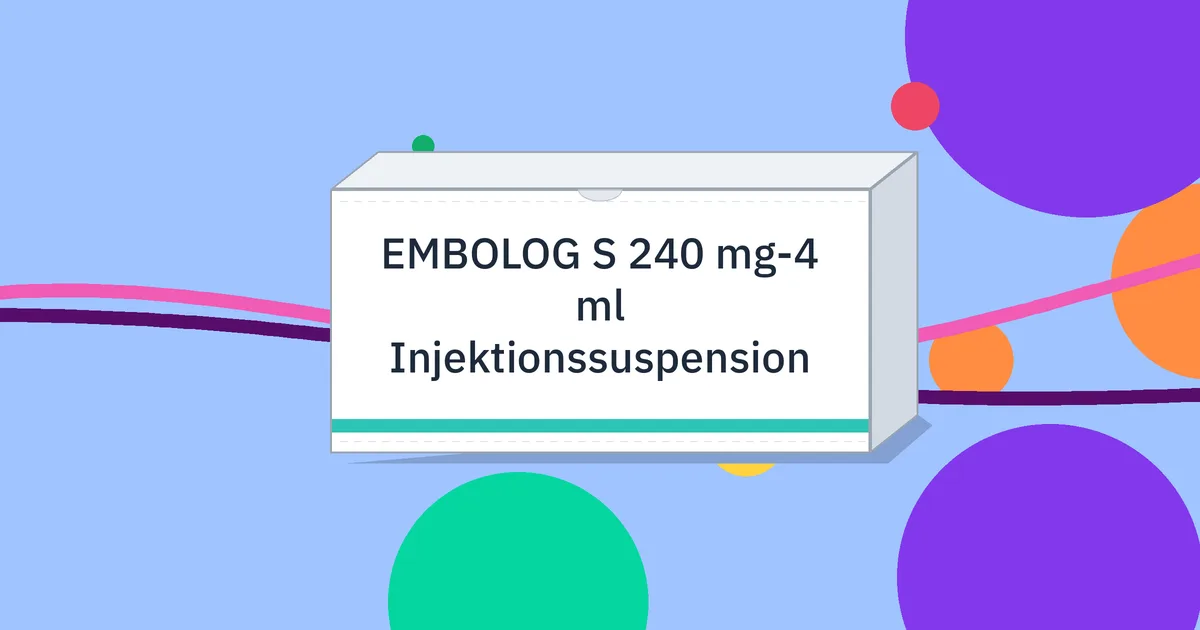 Symbolbild: Packung mit der Aufschrift EMBOLOG S 240 mg-4 ml Injektionssuspension (PZN 17169826) – Verfügbarkeit und Bezug in Apotheken in Frankfurt am Main